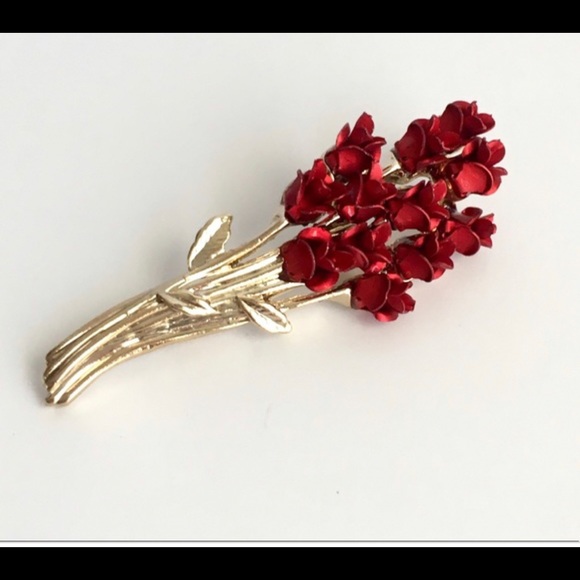 Dmc | Jewelry | Vintage Dmc 97 Pin Signed Brooch One Dozen Red Roses ...